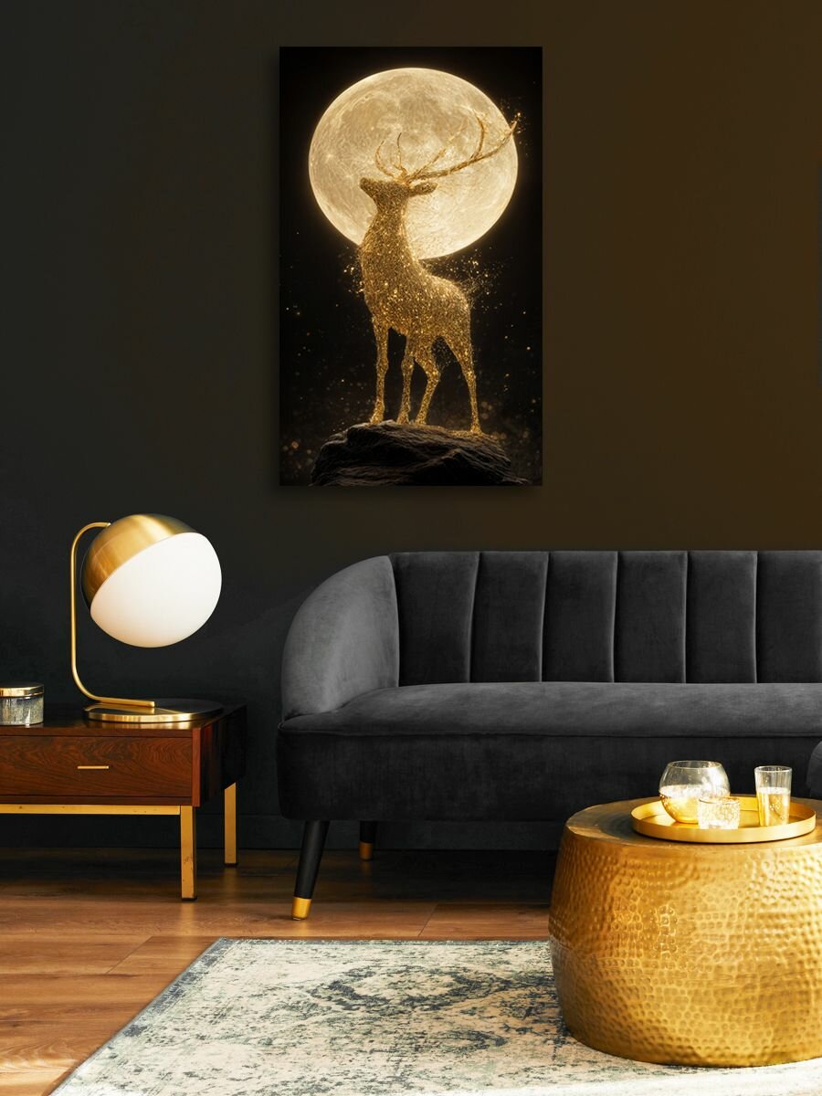 Картина на холсте LOFTime 60х100 Абстракция олень луна зол черн КБ-1845-60100