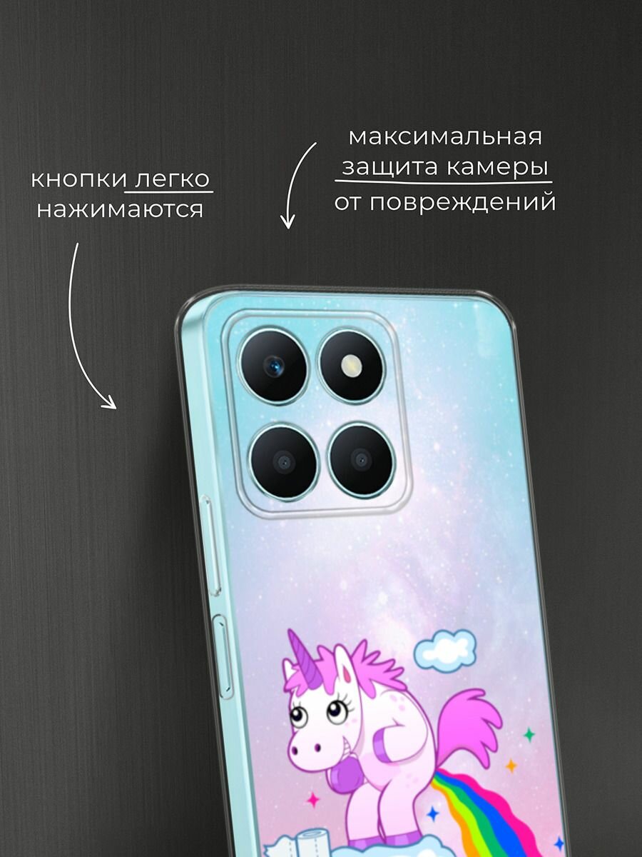 Силиконовый чехол на Honor X6A / Хонор X6A с принтом "Единорог какает" — фото 1