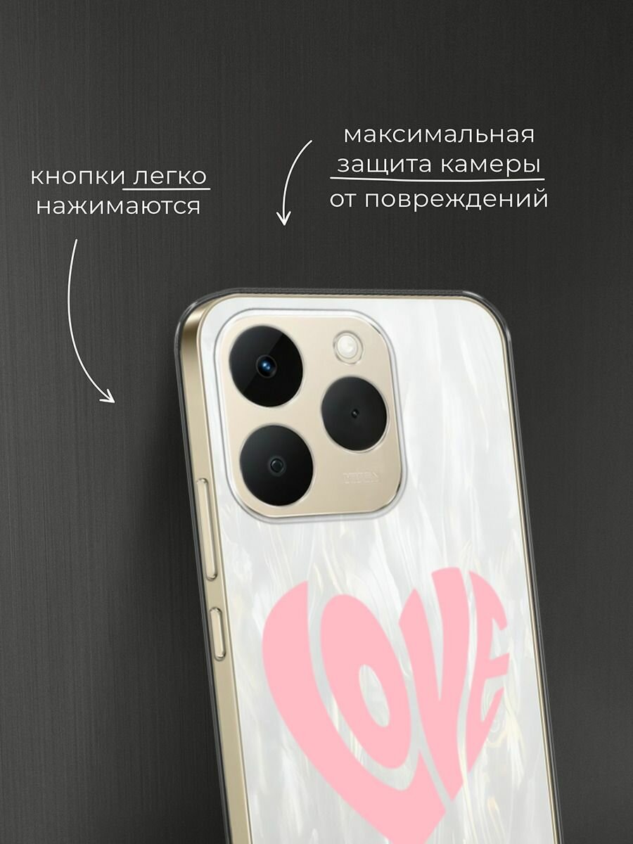Чехол на Realme 15T / Реалми 15Т с принтом "Love heart 3 - 14 февраля", прозрачный — фото 1