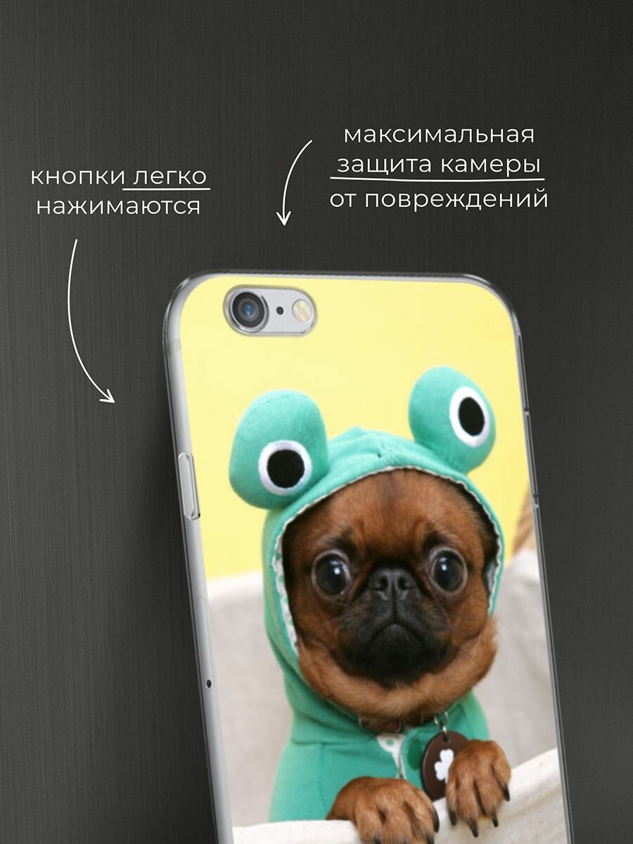 Чехол на Apple iPhone 6 / Айфон 6 с принтом "Собачка в шапке лягушки" — фото 1
