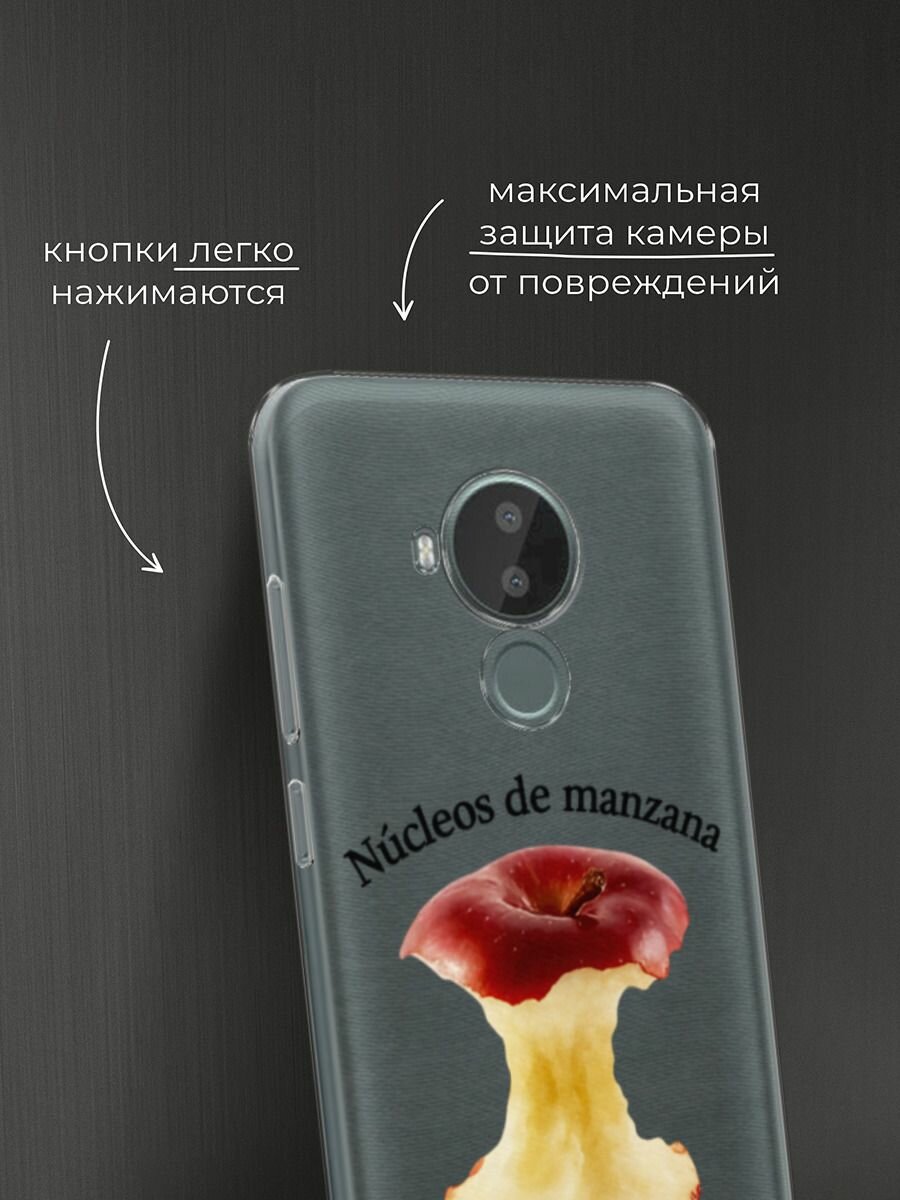 Чехол на Nokia C30 / Нокия C30 с принтом "Съеденное яблоко 2", прозрачный — фото 1