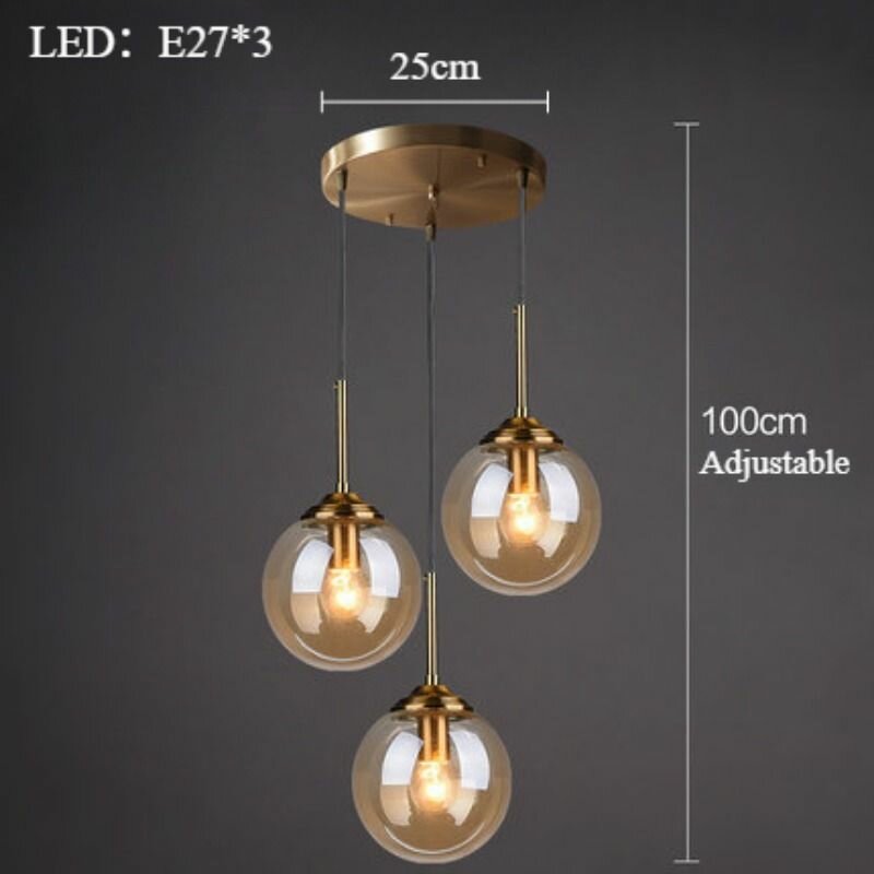 LED Подвесная Люстра Металлическая, Стеклянная, Для Гостиной, Столовой, Спальни, Маленькая Потолочная Люстра, E27