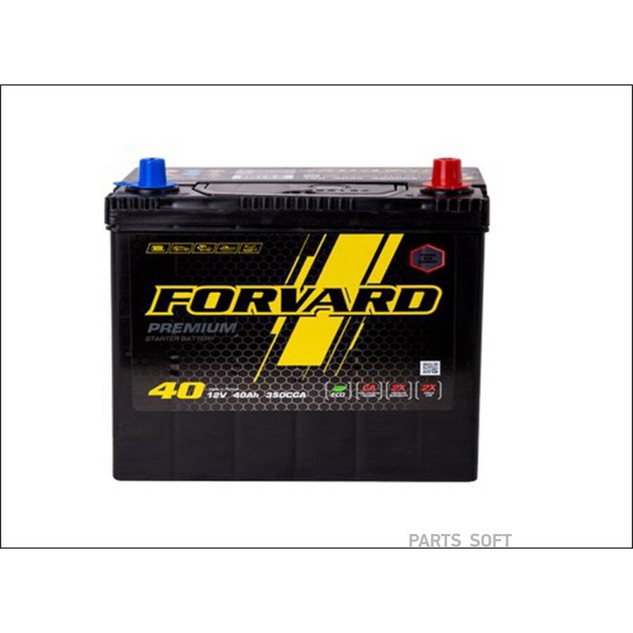 Аккумулятор 6СТ- 40 FORVARD Asia п. п. (пусковой ток 350A) B19 (FORVARD) от официального дистрибьютора, FORVARD, артикул B1940350SMFL