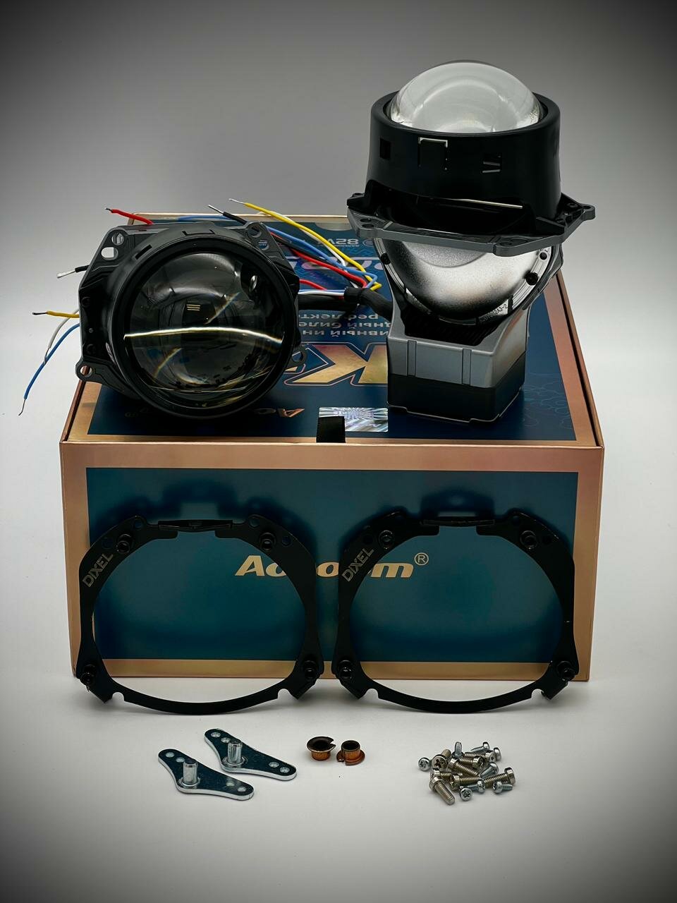 Светодиодные линзы оригинальный Aozoom K7 для BMW X5 E53 рест. 2003-2006 с AFS - Dragon Knight DK300 / Aozoom линзы Аозум для БМВ Е53