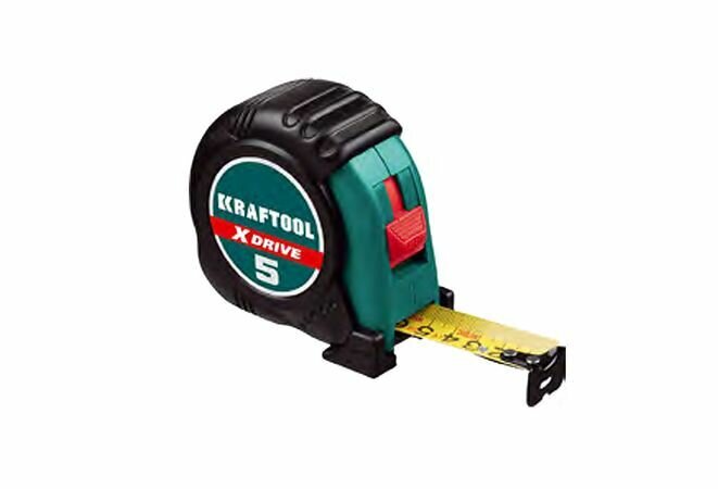 KRAFTOOL X-Drive 8м / 25мм рулетка с ударостойким обрезиненным корпусом