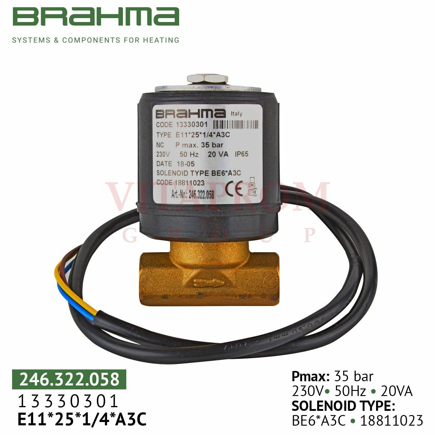Клапан Brahma E11*25*1/4*A3C, 13330301