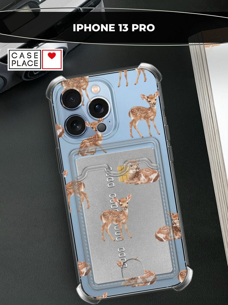Чехол на Apple iPhone 13 Pro (Айфон 13 Про) с картой и принтом Паттерн маленький олень