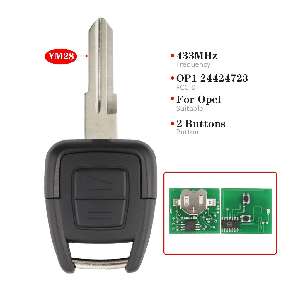 Пульт Opel 2 кнопки 433MHz, FCCID OP1 24424723, YM-28 Blade