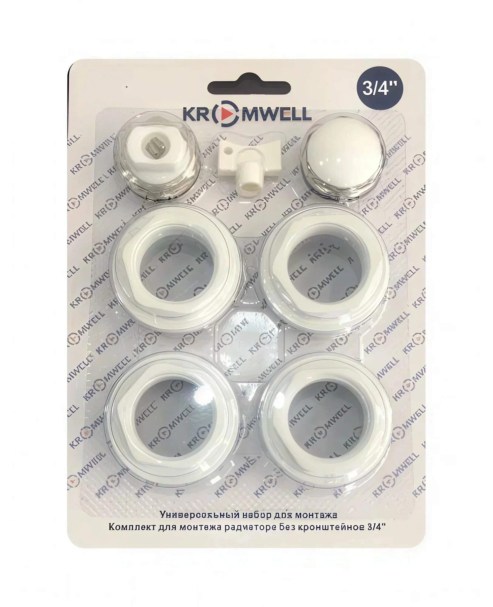 Монтажный комплект KROMWELL, латунь, без кронштейна, подключение 3/4, белый