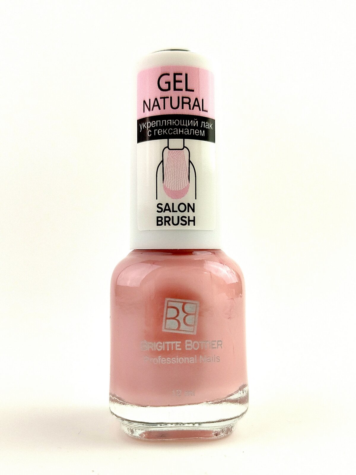 Лак для ногтей Brigitte Bottier Gel Natural, укрепляющий, с гексаналем, тон: 04 розовый, 12мл