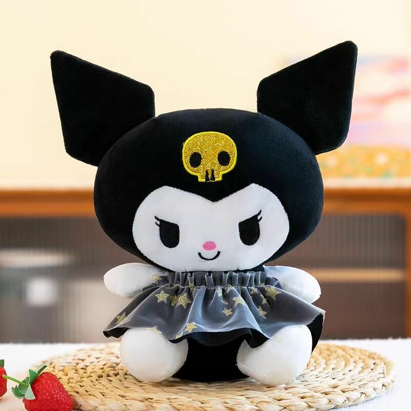 Новинка 2024 года, плюшевая игрушка Dark Kuromi Hello Kitty, черное золото, KT Cat, большая кукла