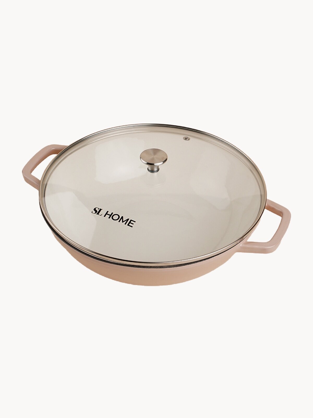 Сковорода-Вок чугунная с эмалированным покрытием SL Home, d=31 см, h=8,5 см, индукция, цвет бежевый