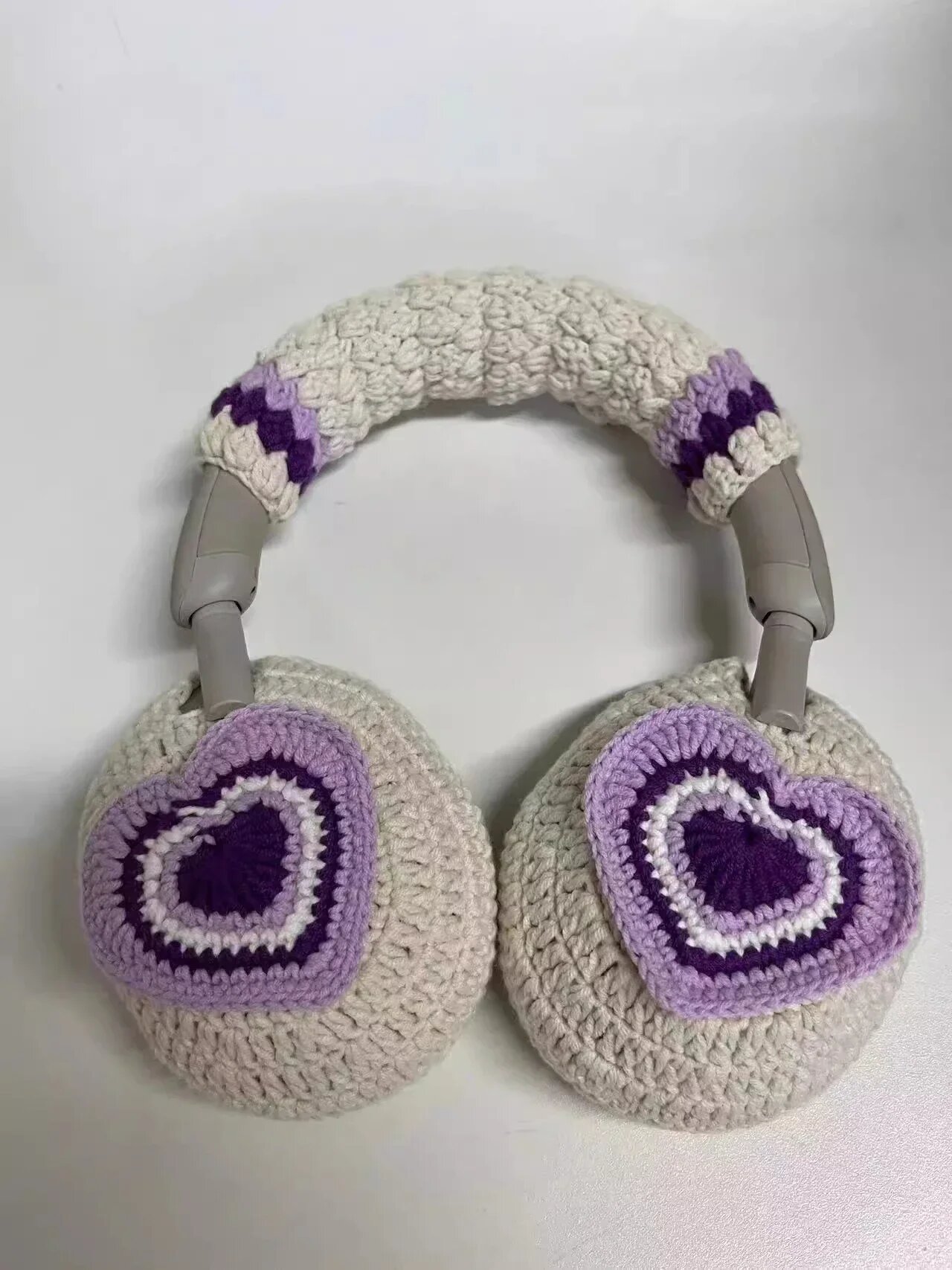 Чехол для наушников Sony Xm4/Xm5 ручной работы из шерсти for Sony XM4, White heart set