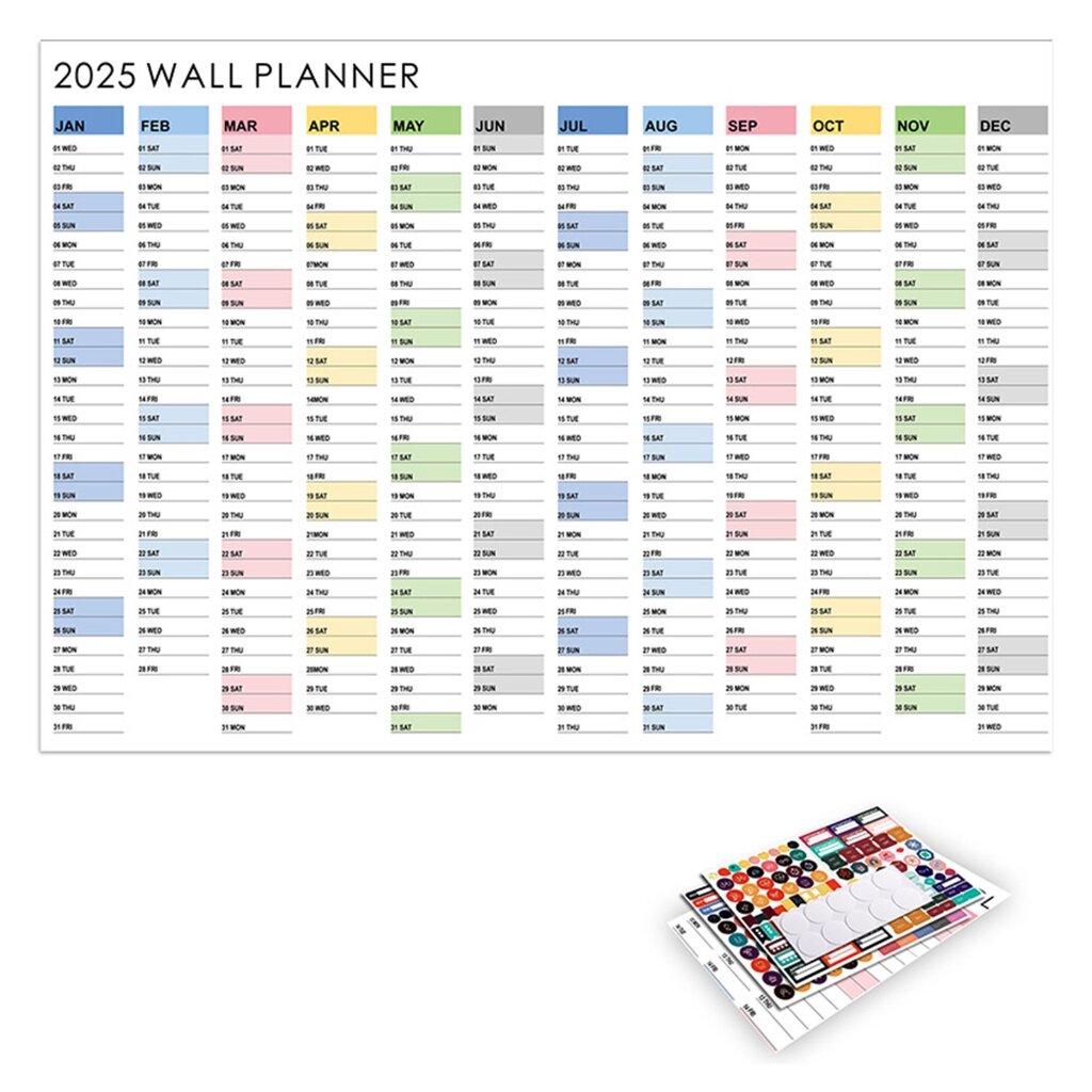 Полный Английский плакатный Календарь на 2025 год