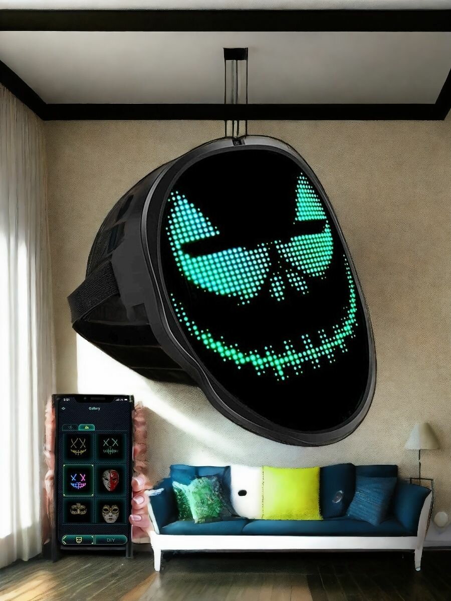 Светодиодная LED маска / Bluetooth маска