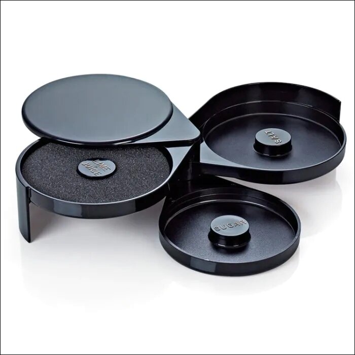 Риммер для коктейлей, 3 секции, черный, пластик, мытьё в посудомойке