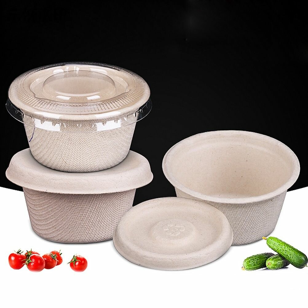 Одноразовые Бумажные Контейнеры Для Соусов И Салатов С Крышкой Прямоугольной Формы 50 Штук