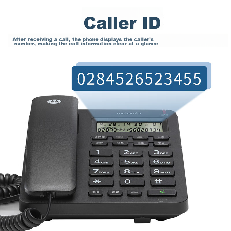 Motorola Landline Telephone, Office And Home Use, Hands-Free, No Disturbance, Simple And Stylish CT210C (Black)