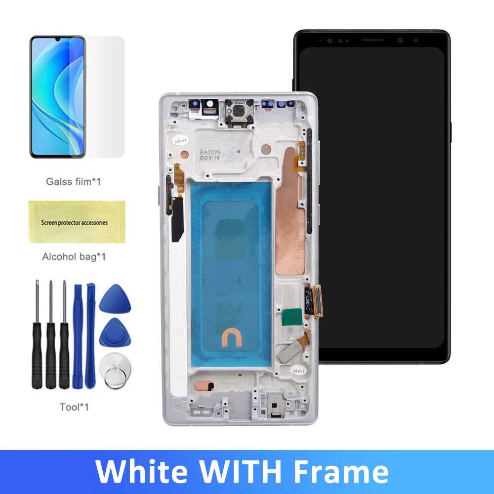 Экран note9 для Samsung Note9, ЖК-дисплей, преобразователь сенсорного экрана в сборе для Samsung Note 9 N960F N960U N9600, экран дисплея SIlver With Frame