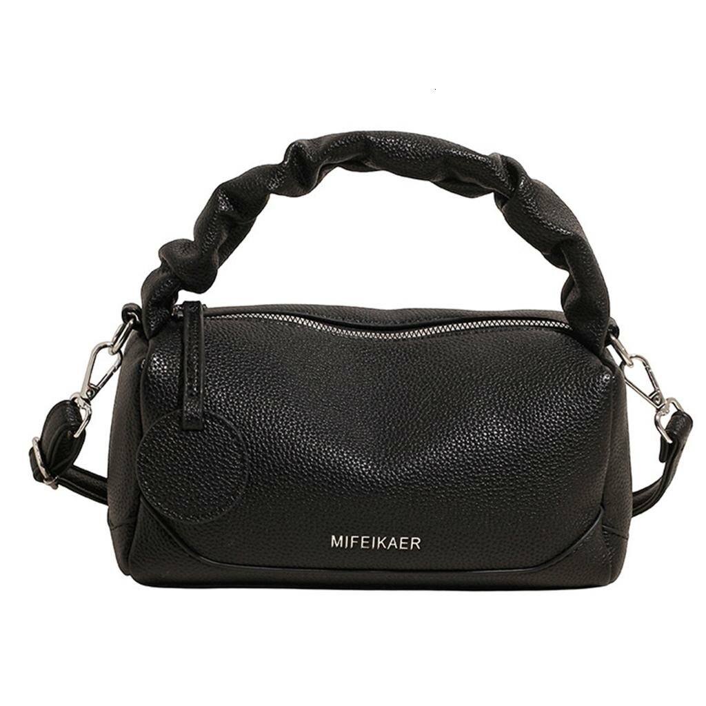 Универсальная женская сумка-подушка-мессенджер высокого класса на одно плечо-черный