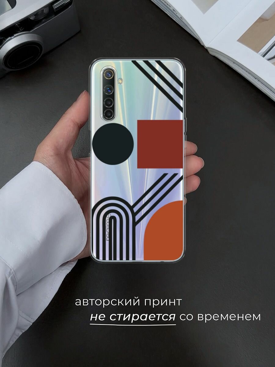 Чехол на Realme 6 / Реалми 6 с принтом Абстрактная композиция, прозрачный — фото 1