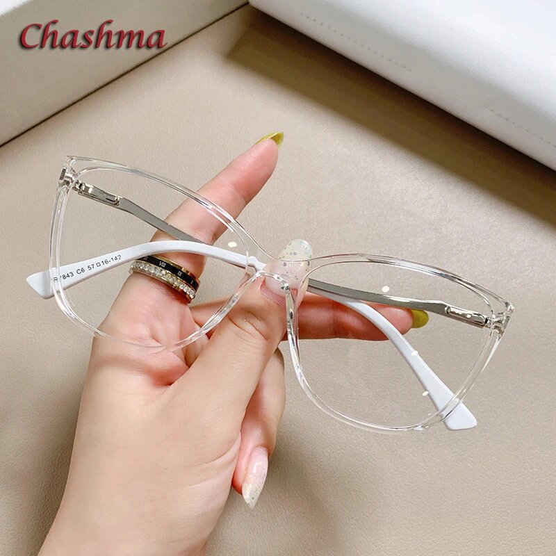 Женские очки Chashma прозрачная оправа кошачий глаз