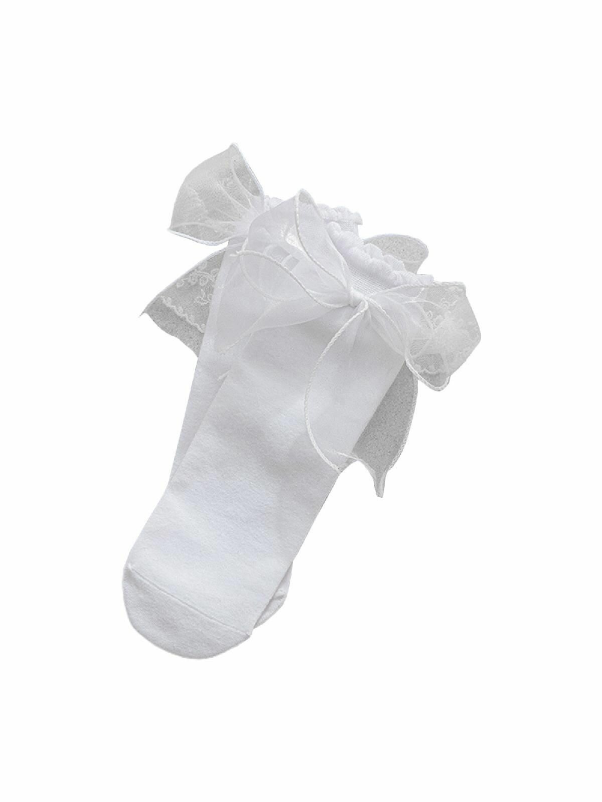 Чулки кружевные с рюшами, Белый - Один размер