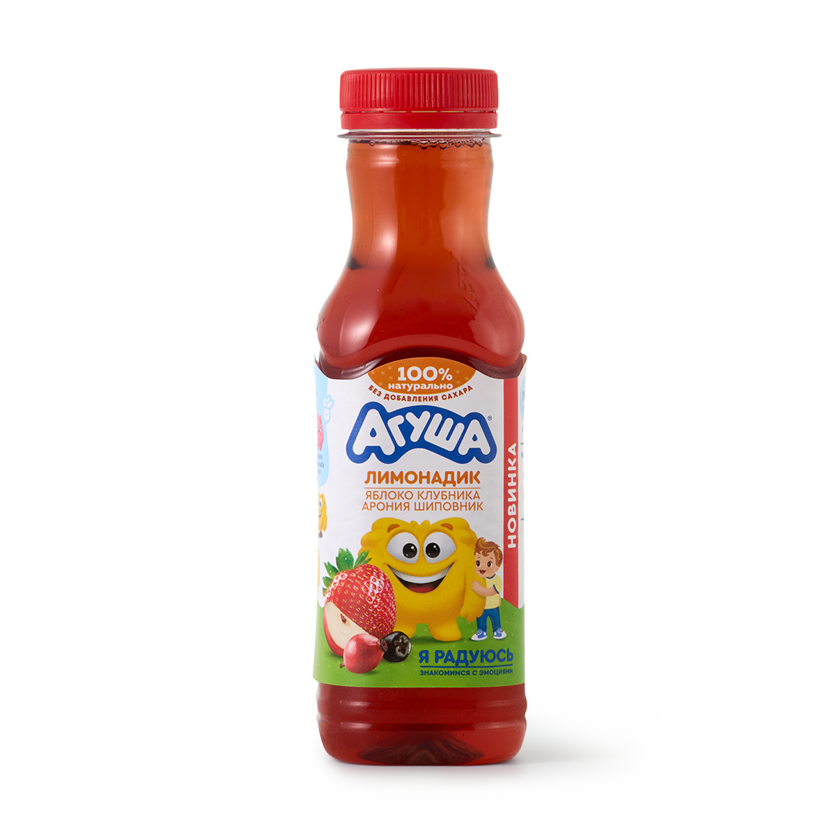 Лимонад Агуша "Яблоко, клубника, шиповник", детский, без сахара, 0,3 л
