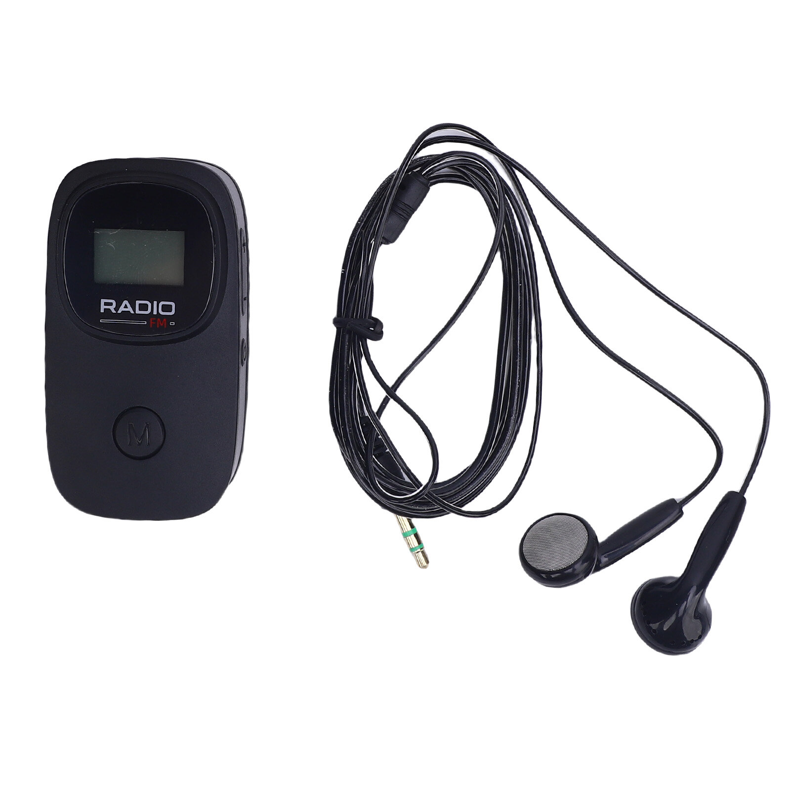 Портативный FM-радиоприемник с клипом и цифровым дисплеем, автоматический поиск станций, питание от батарей, HD подсветка, размер 71x39x30mm, вес 79г, 2xAAA батарейки (не в комплекте), FM 76-108MHZ, 3.5mm наушники, материал пластик, для дома, улицы,