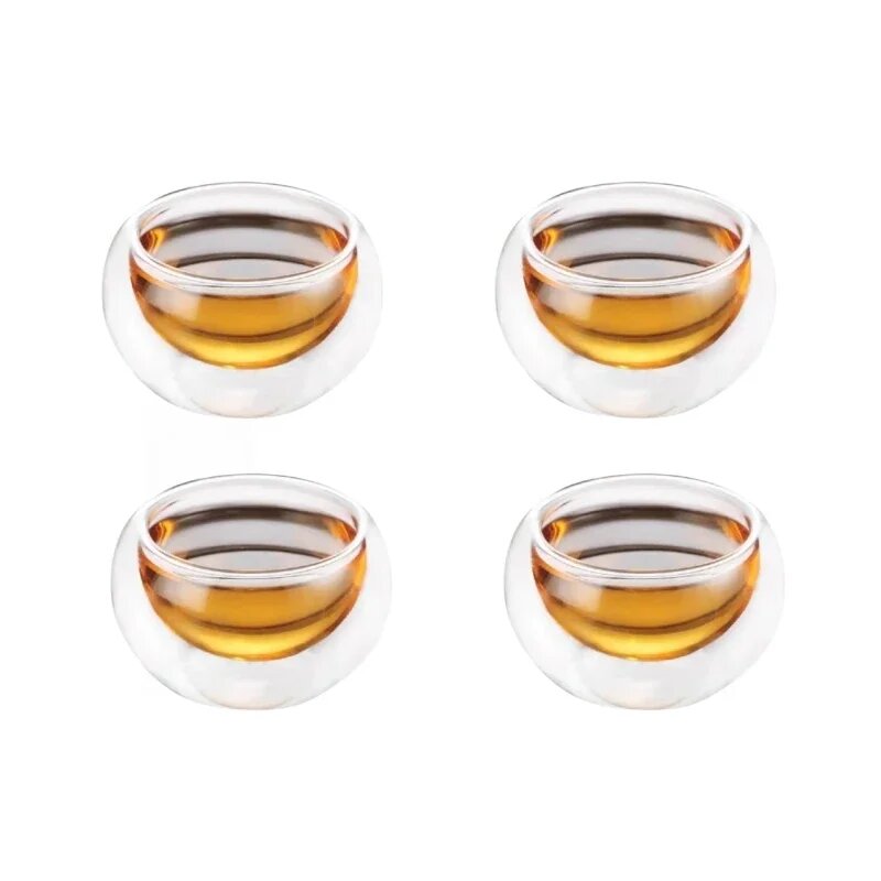Стеклянные чашки двойные 50 мл, 4 шт, Цвет: 4Pcs
