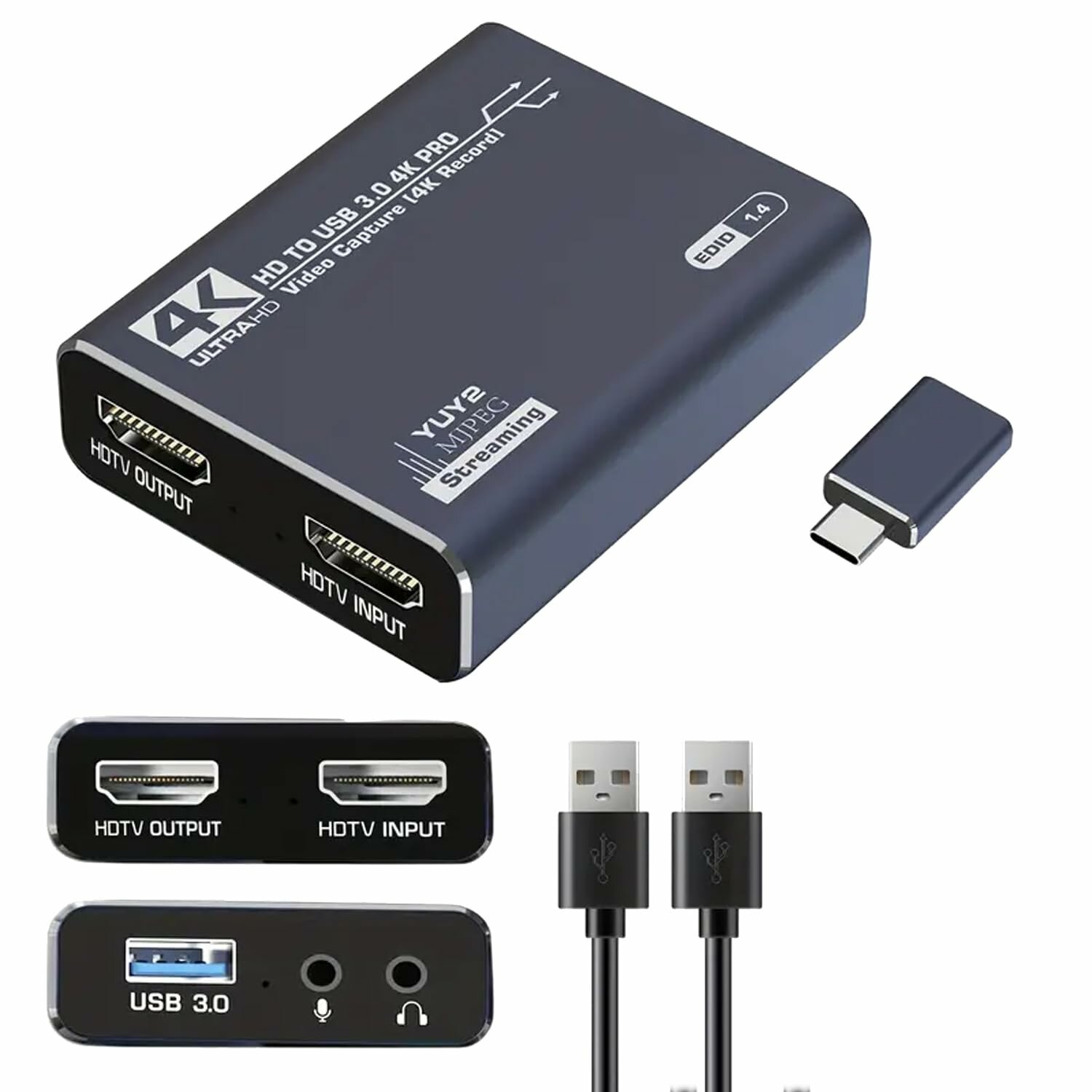 Карта захвата Gehowesy, для Nintendo Switch и др, 4K, USB, HDMI (Цвет товара: черный матовый)