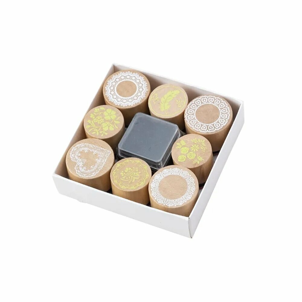 8 шт деревянный штамп для рукоделия винтажный цветочный штампер скрапбукинга и создания карт