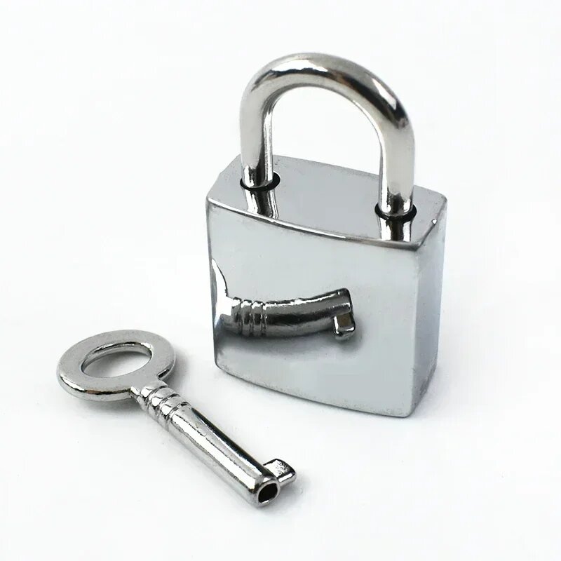 Металлический замок с ключом, 3шт, BK082-Chrome