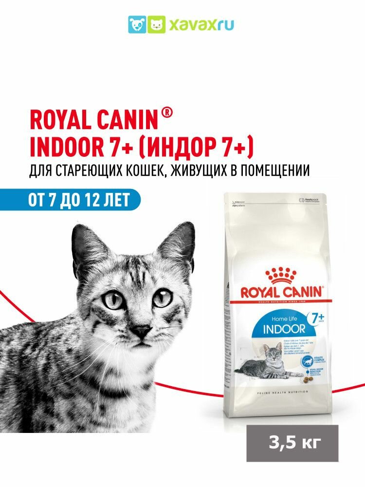 Сухой корм Royal Canin Indoor 7+ для стареющих кошек (в возрасте от 7 до 12 лет), живущих в помещении, 3.5 кг