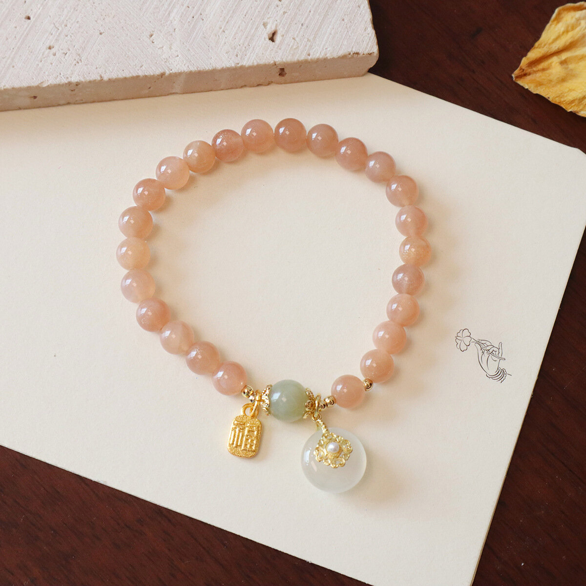 Браслет для гадания, YM Mall из кварца и котенком Камень Привлекает свежесть и удачу