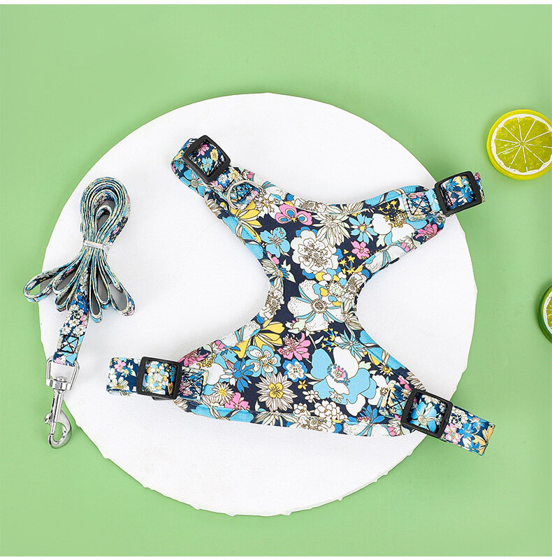 Новая шлейка с цветочным принтом для домашних животных, безопасная светоотражающая шлейка для ночного перехода, тяговый