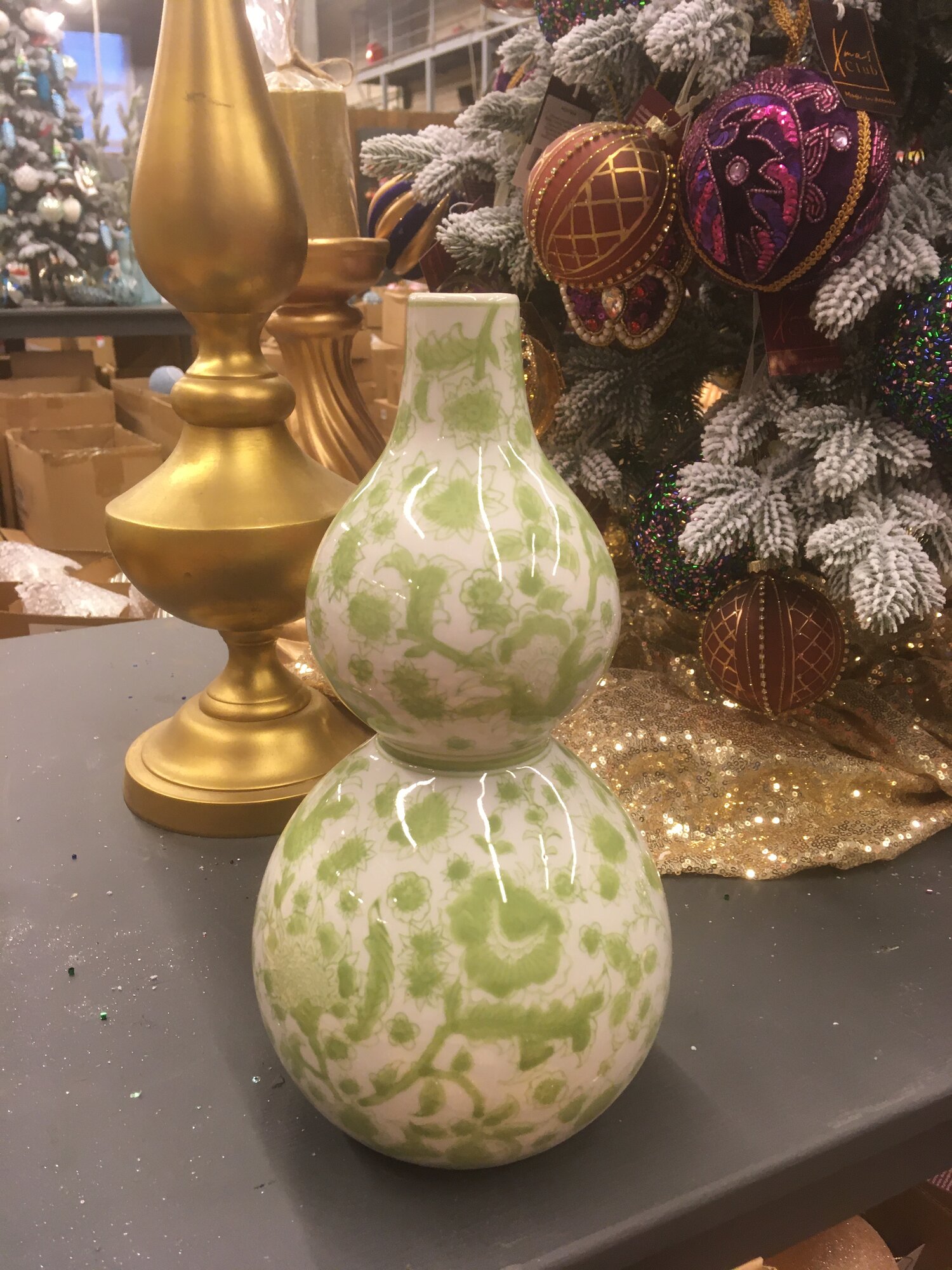 Ваза "Шинуазри Green", настольная, керамическая, зеленая, 15см x 30см