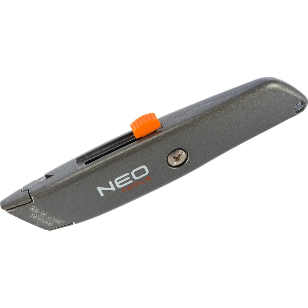 Нож с трапециевидным лезвием NEO Tools 18 мм металлический корпус, из двухкомпонентного материала — фото 1