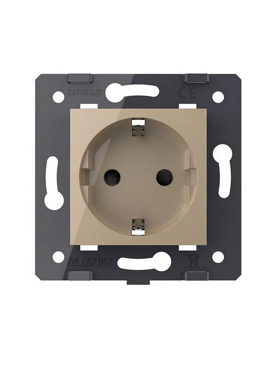 Розетка внутренняя одинарная с заземлением, зажимы 16A