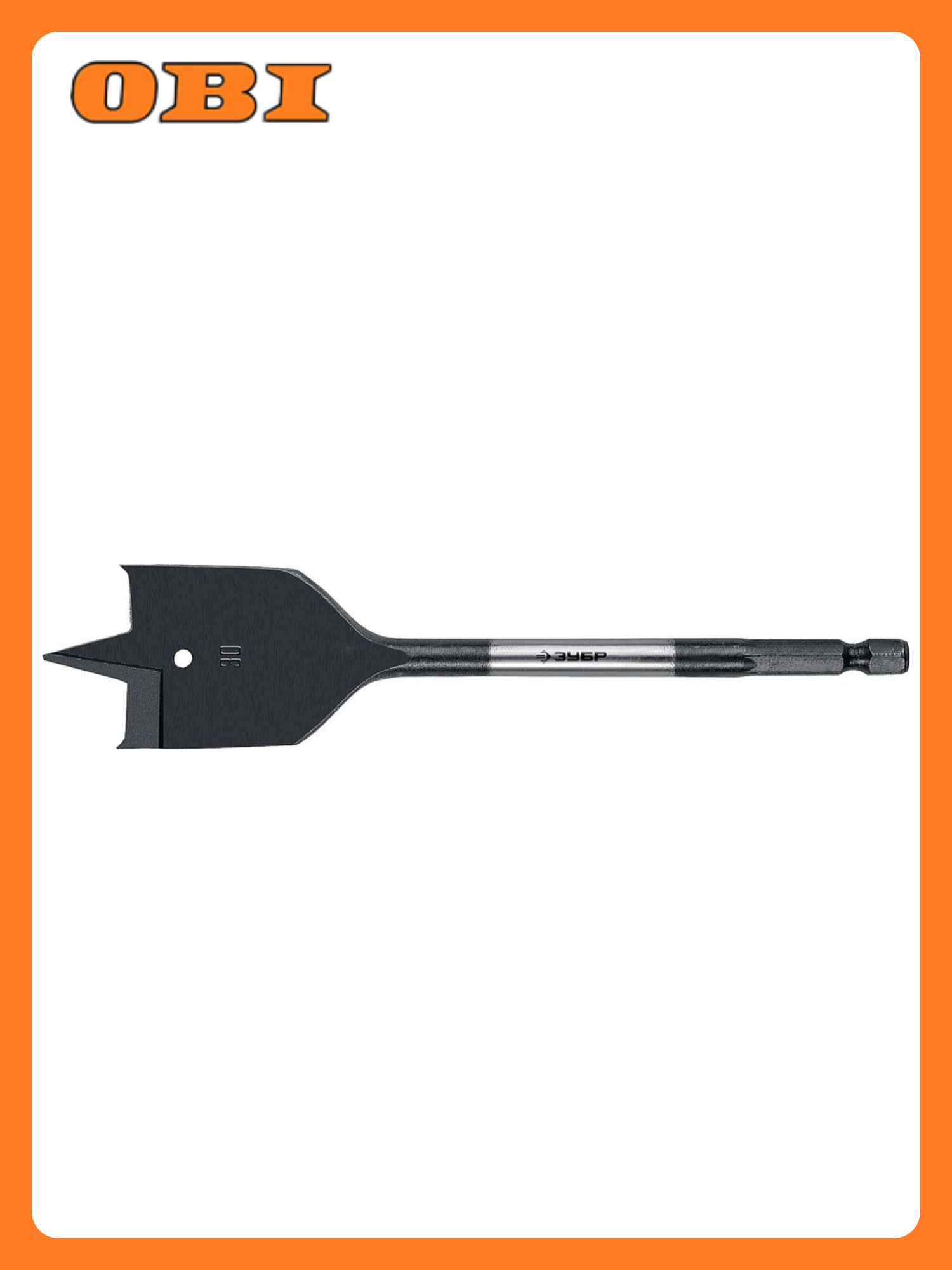 Сверло ЗУБР, перьевое, сталь 45, шестигранный хвостовик, 30х152мм