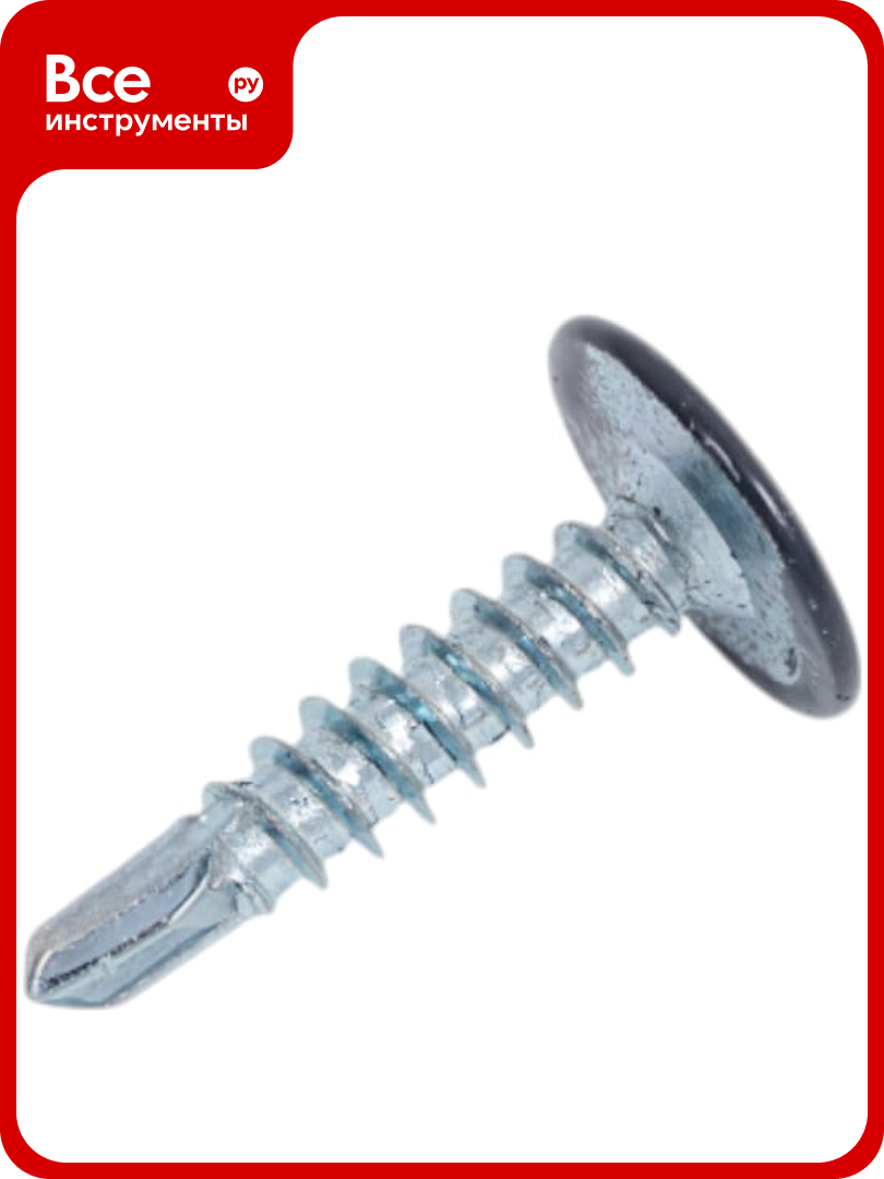 Саморез с прессшайбой Rizzel ПШС 4,2х19 RAL 7024 1000 шт. 00000311525