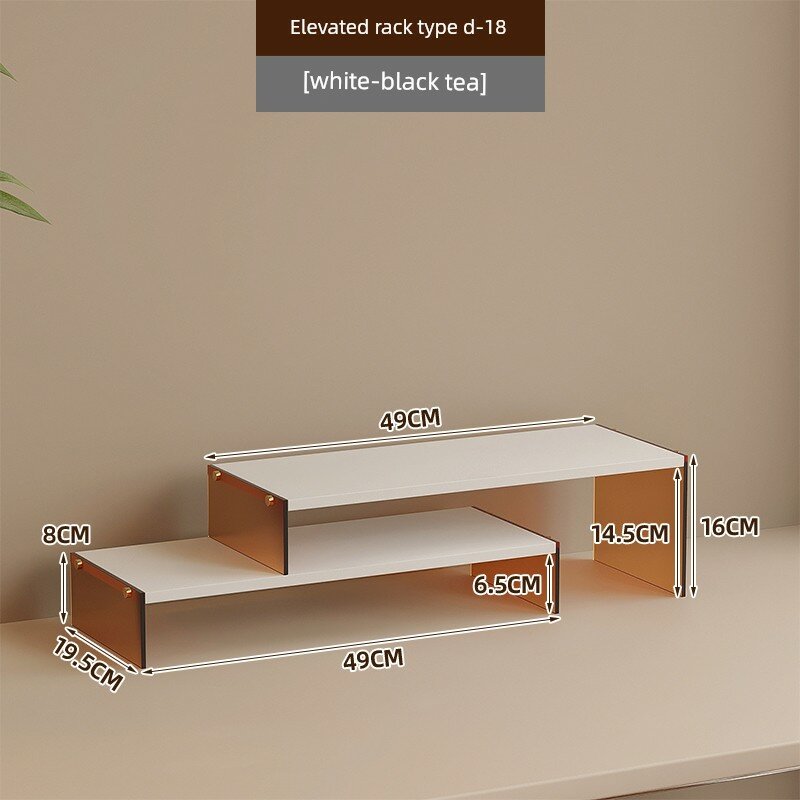 Двухъярусная подставка для монитора на столе с белым и терракотовым покрытием для организации рабочего места