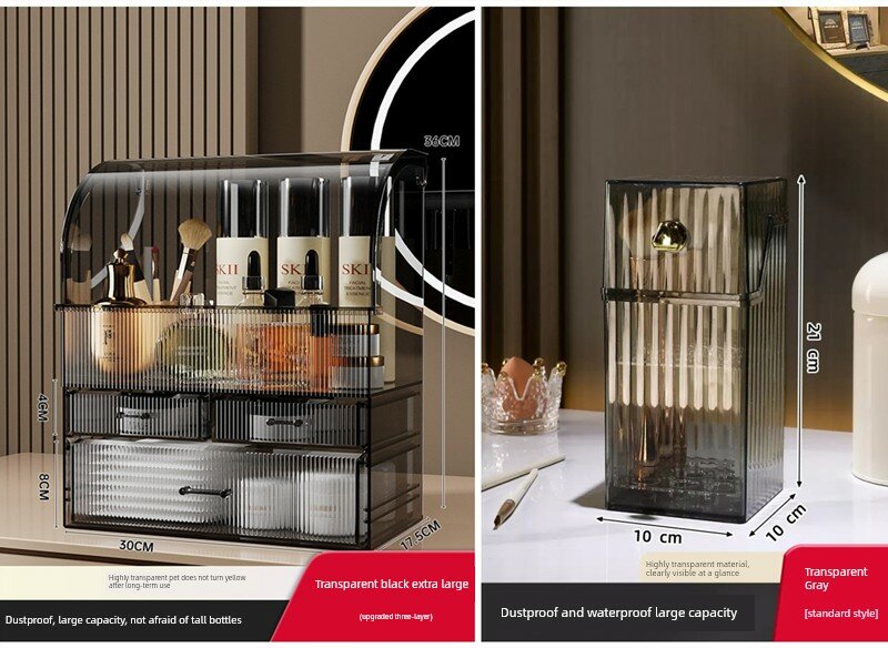 Элитный органайзер для косметики, пылезащитный, прозрачный, для туалетного столика, вместительная подставка для ухода