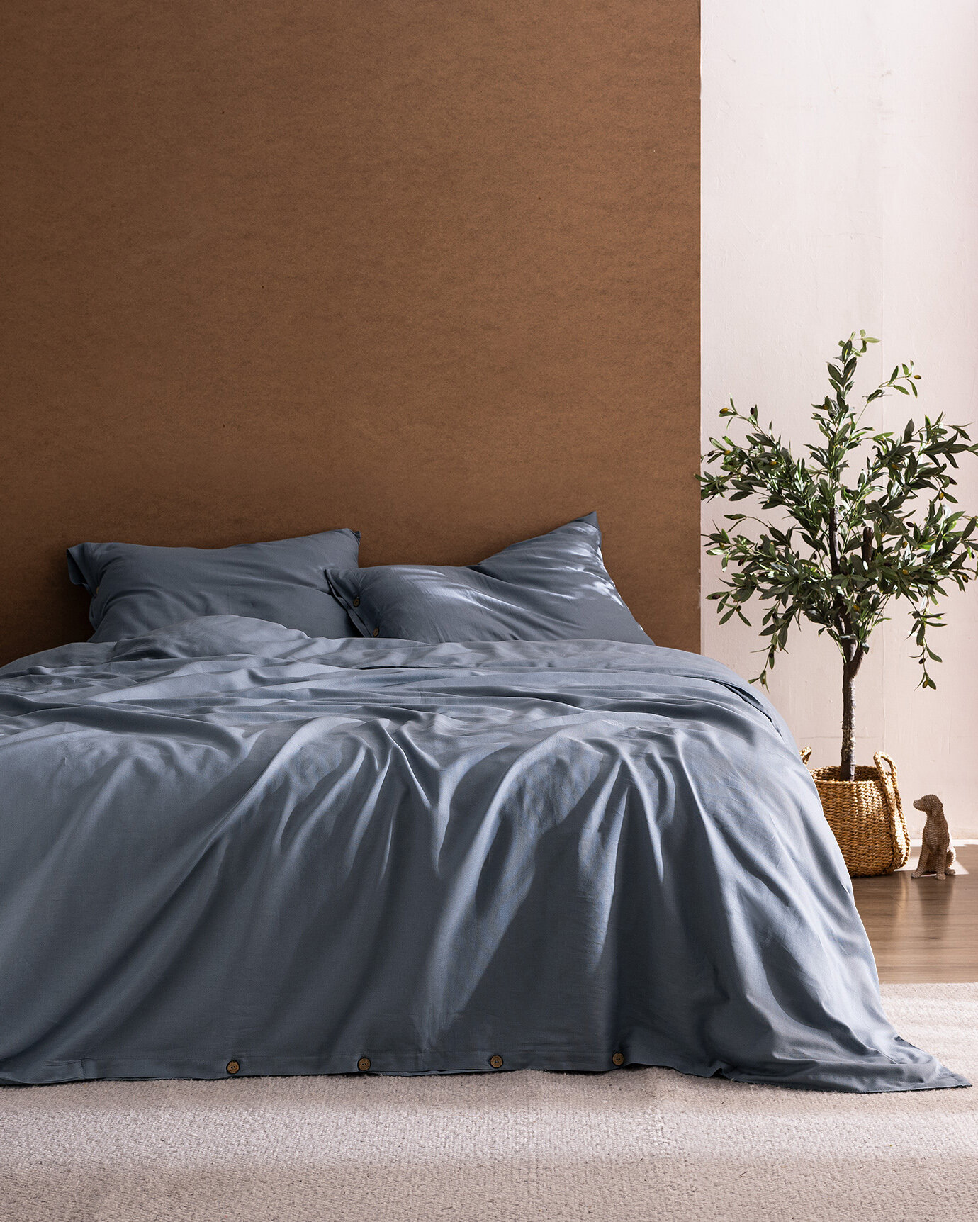 Постельное белье 2 спальное, евро Madame Coco Пододеяльник 200х220 + 2 наволочки 50х70 + простынь 240х260. Цвет: Синий