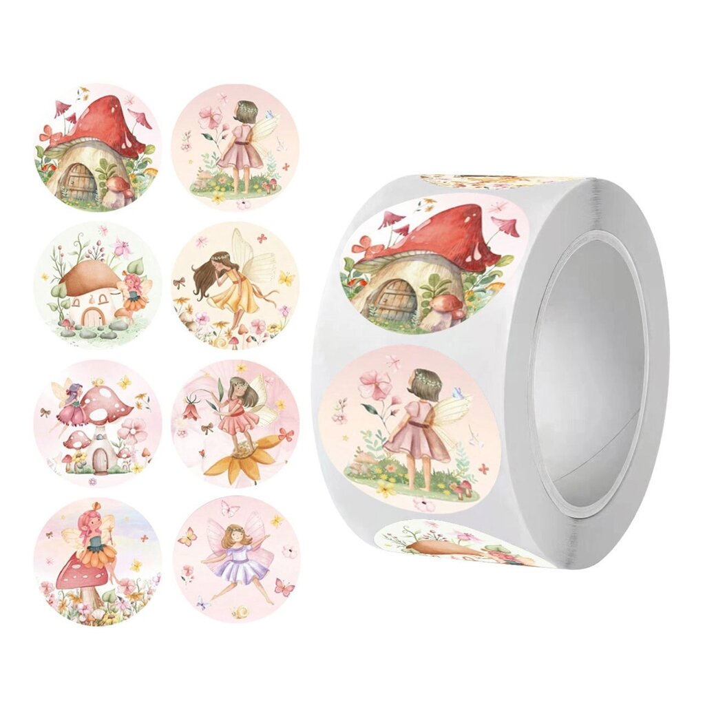 1 рулон водонепроницаемых наклеек с грибами и цветами, легко отклеиваются и приклеиваются, для журналов, ноутбуков, школьных принадлежностей