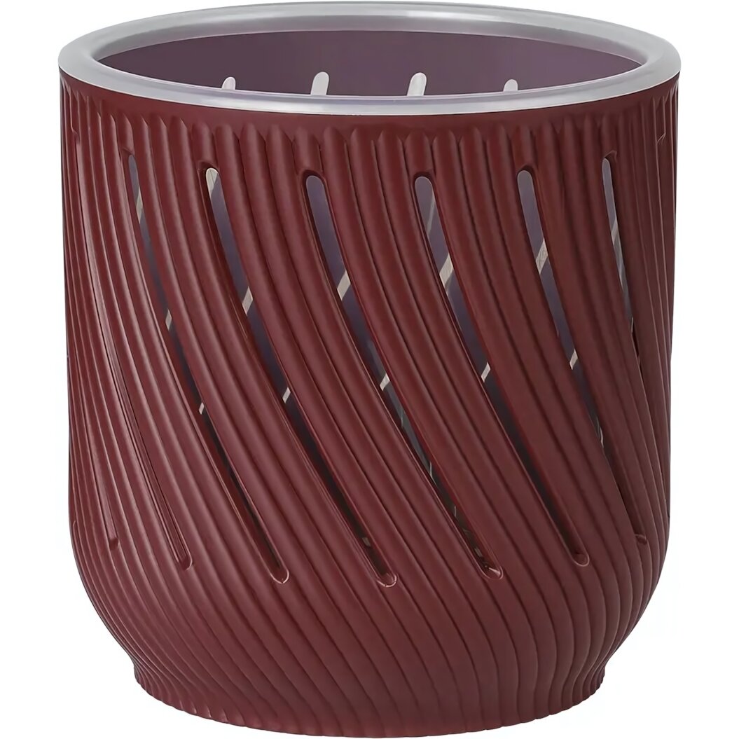 Кашпо для цветов BMC "Fleurs" 2л, пластиковое, d-14,5см, бордовое, с резным корпусом и прозрачной вставкой, для орхидей