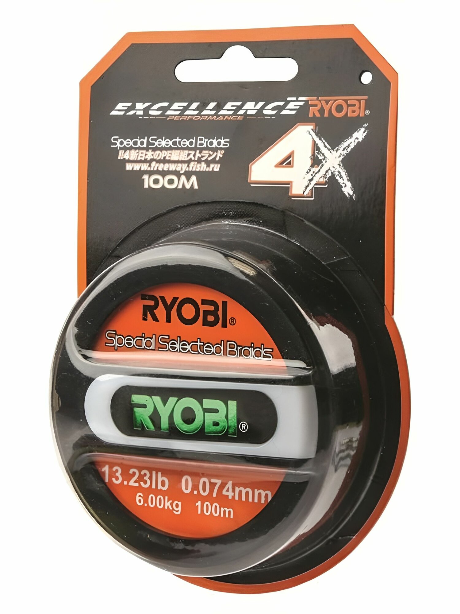 Шнур Ryobi grey 4* PE 0.28mm 26.40kg 100m блистер