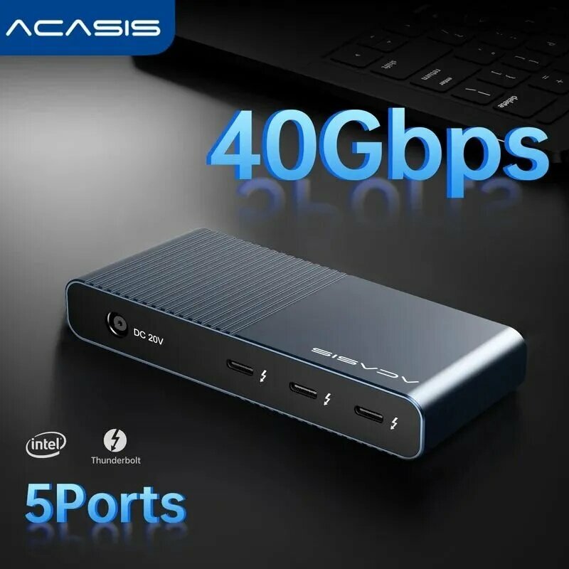 Док-станция Acasis Thunderbolt 4 40 Гбит/с USB 4.0 5 в 1 концентратор Type-C Deck 8K@60HZ видеовыход PD зарядка для Macbook Pro