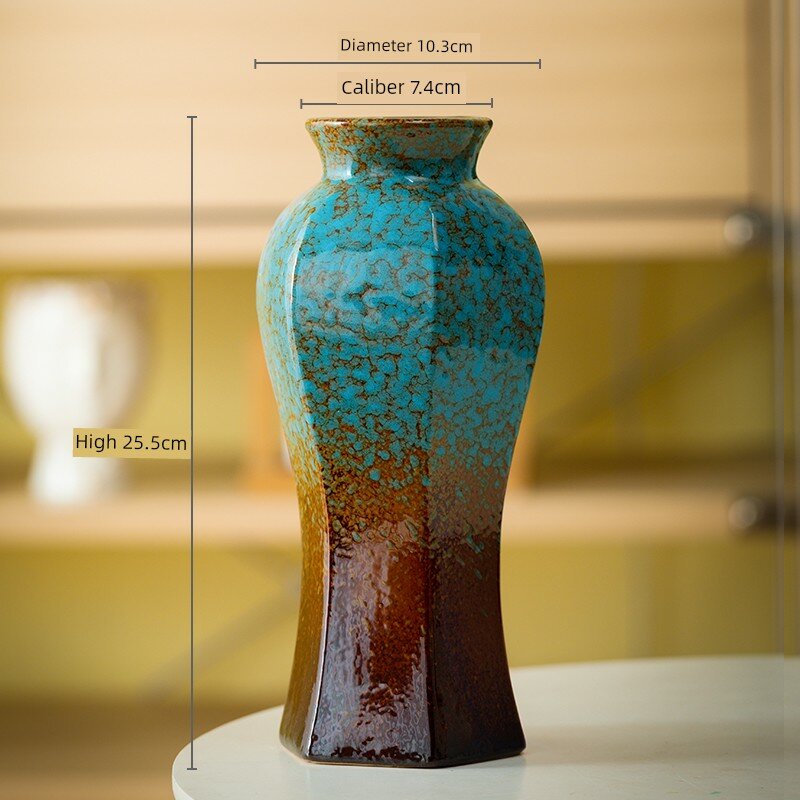Простая керамическая ваза в стиле ретро для декора гостиной, для сухоцветов, настольное украшение, деревенская