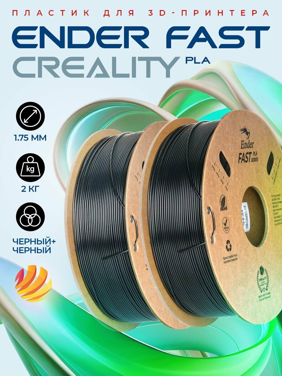 Набор PLA-пластика Creality Ender Fast 1.75 мм 2кг, черная+черная